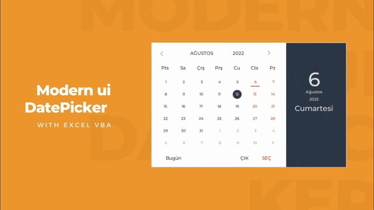 Modern ui DatePicker with Excel VBA - YouTube