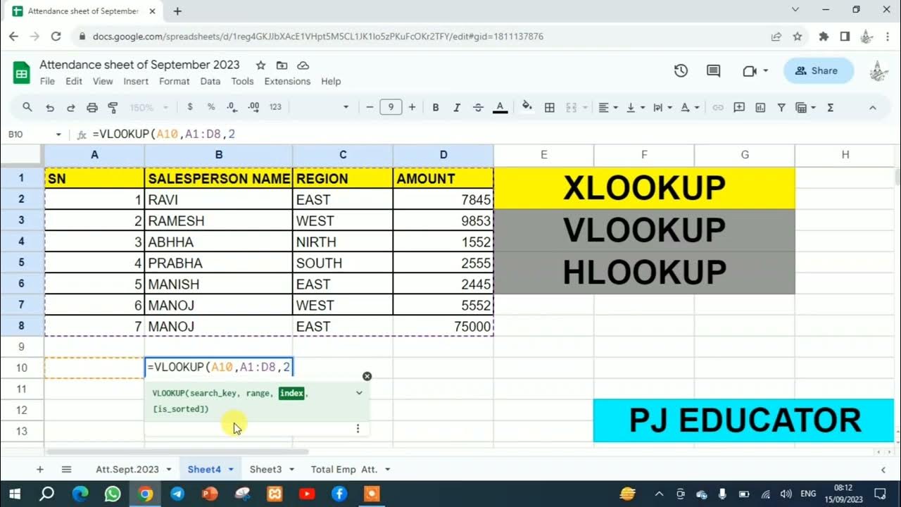 XLOOKUP|VLOOKUP|HLOOKUP|LOOKUP AND REFERENCE FUNCTION|EXCEL IMPORTANT FUNCTIONS|PJ EDUCATOR 🥰 ...