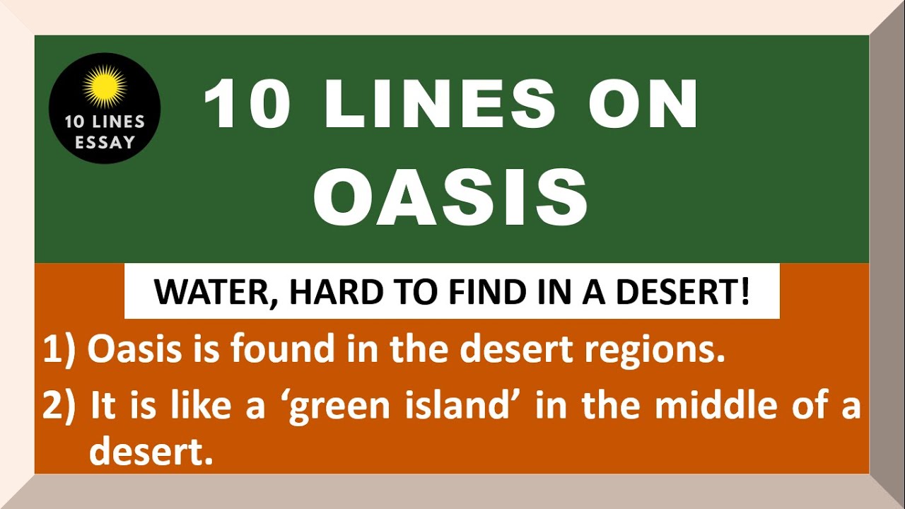 10 Lines on Oasis in English | Few Lines on Oasis - YouTube