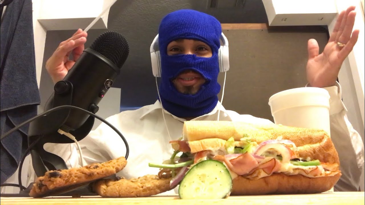 Eating Subway All American Club Sandwich and two Cookies ASMR - YouTube