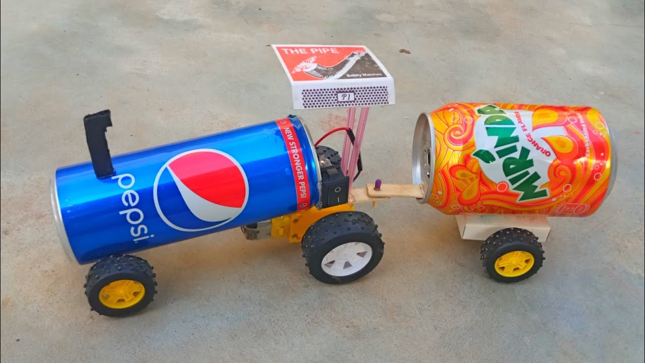 How to make a tractor trolley with pepsi can (@inventus ) - YouTube