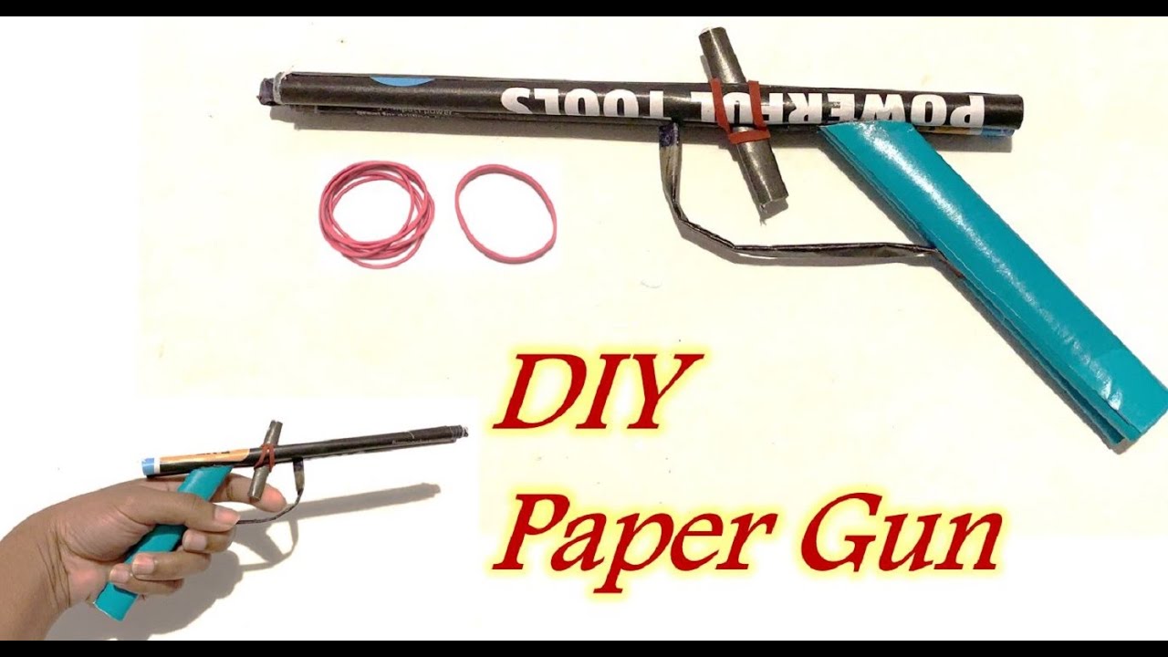 How to make a Paper Gun that shoot rubber bands| Easy Paper Gun Tutorial| DIY Gun - YouTube