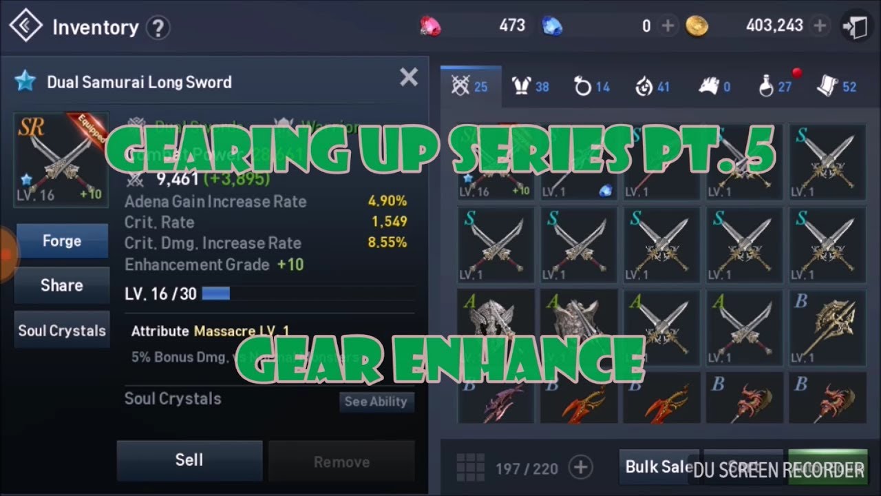 Lineage 2: Revolution - Gearing Up Pt.5 Gear Enhance - YouTube