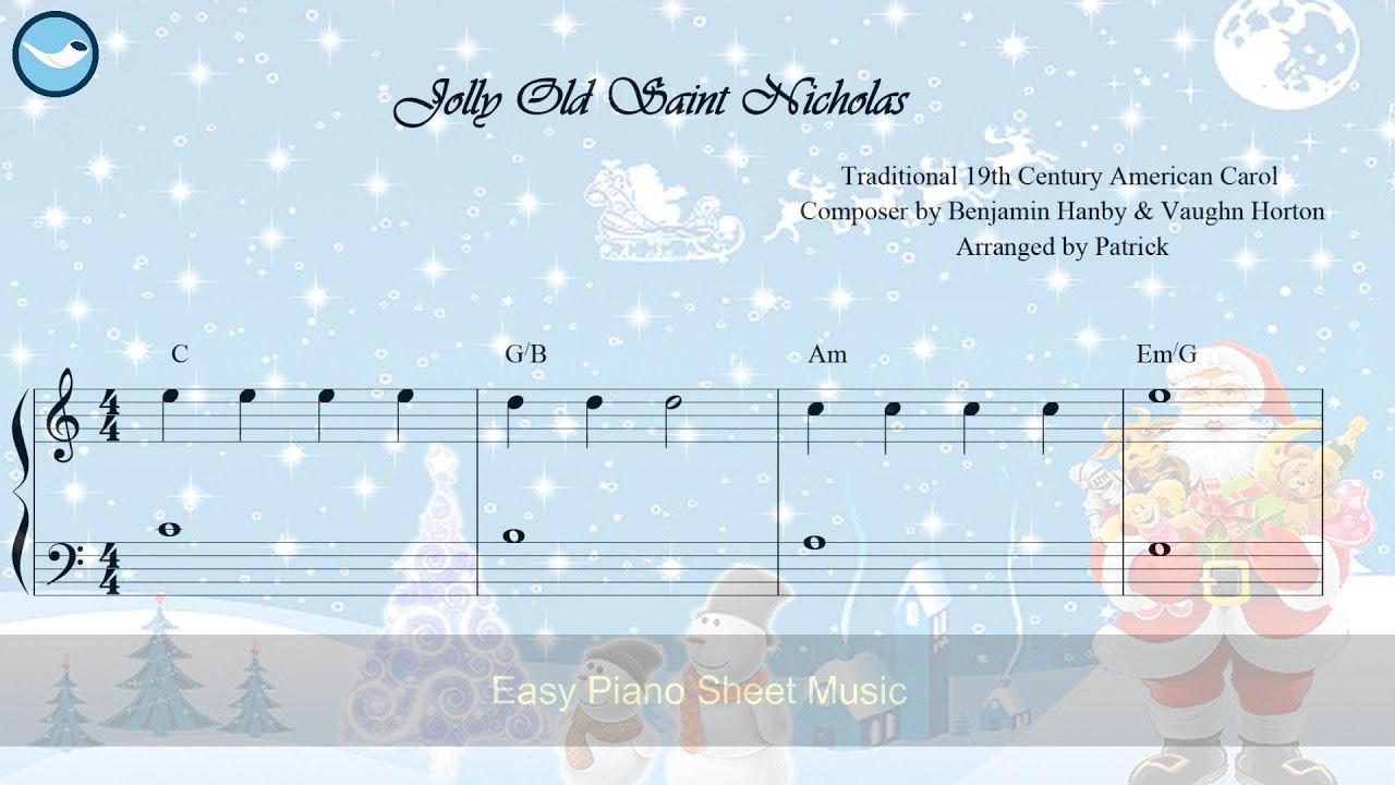 Jolly Old Saint Nicholas - Easy Piano Sheet Music - YouTube