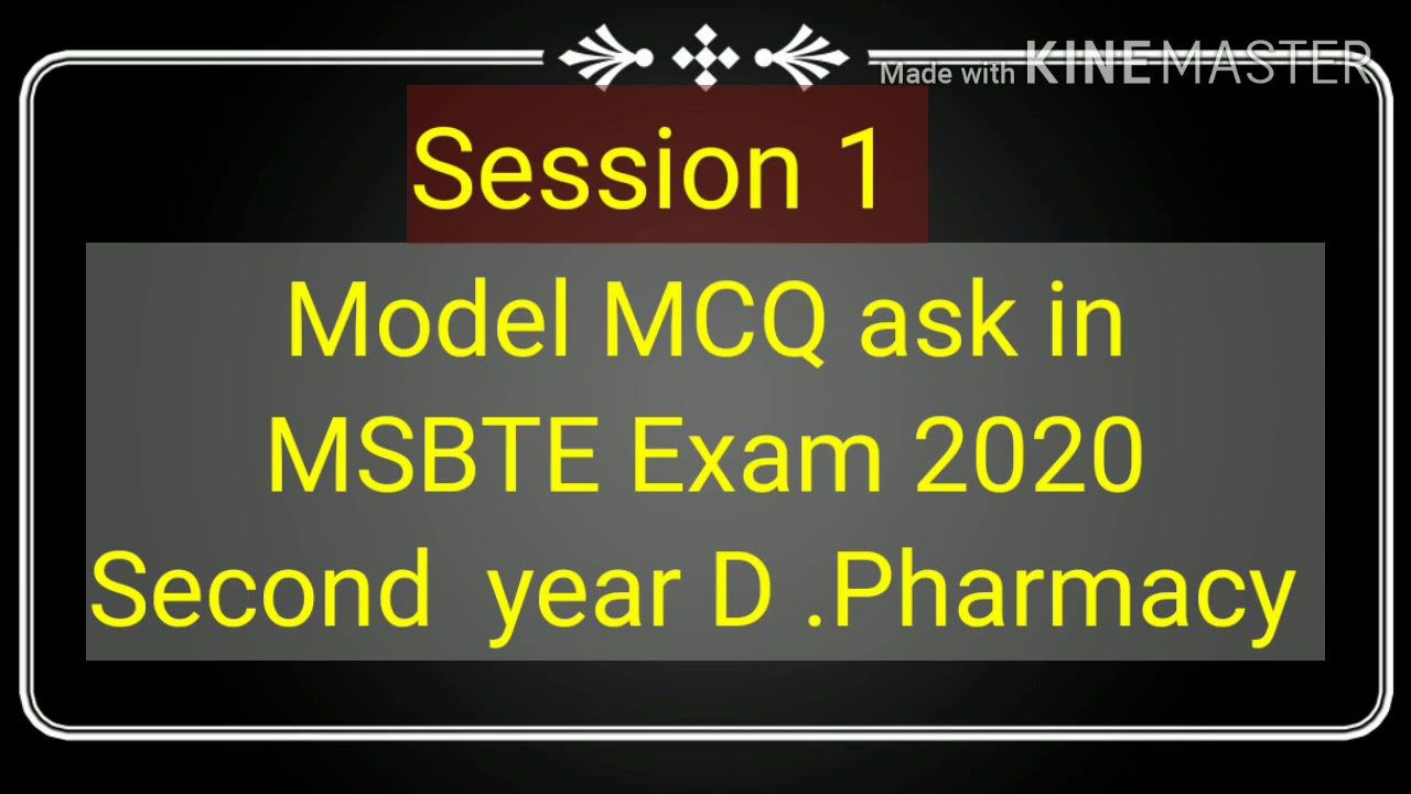 MCQ D.Pharmacy MSBTE exam - YouTube