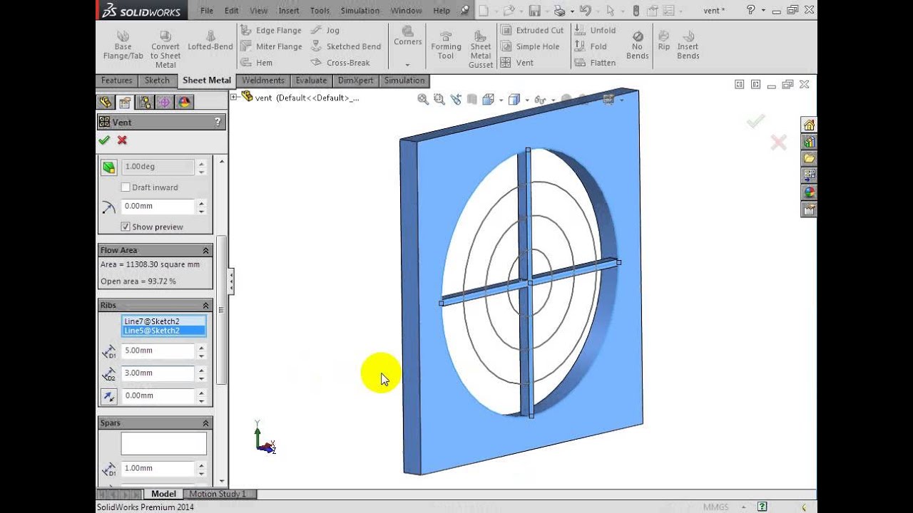 how apply VENT in solidworks 2014 - YouTube