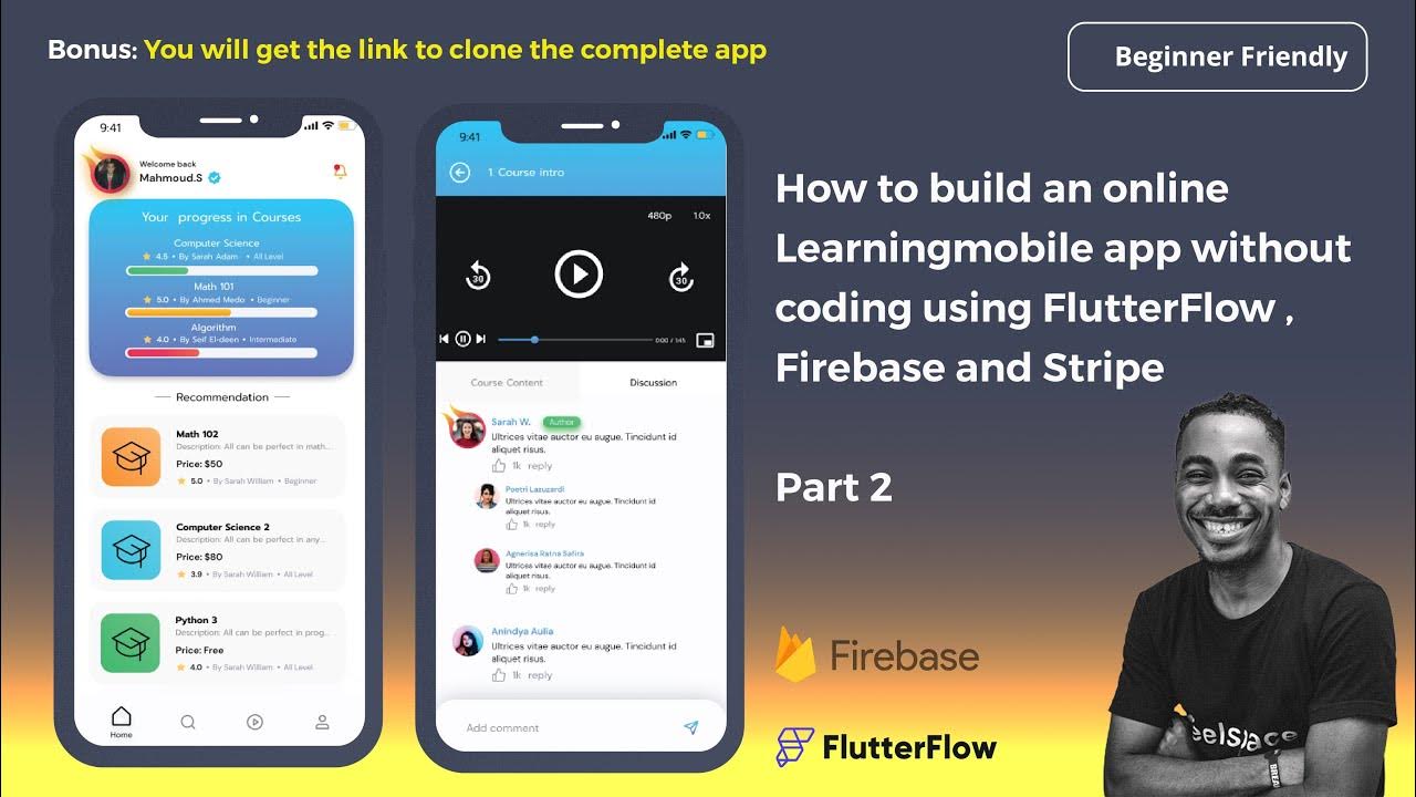 How to build an online Learning mobile app without coding using FlutterFlow and Firebase - Part ...