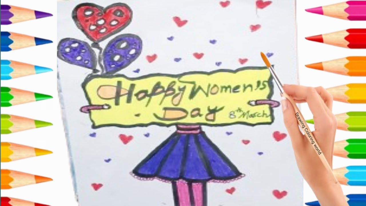 Woman's Day 2025Drawing for kids|8March woman's day|Easy drawing|Step ...