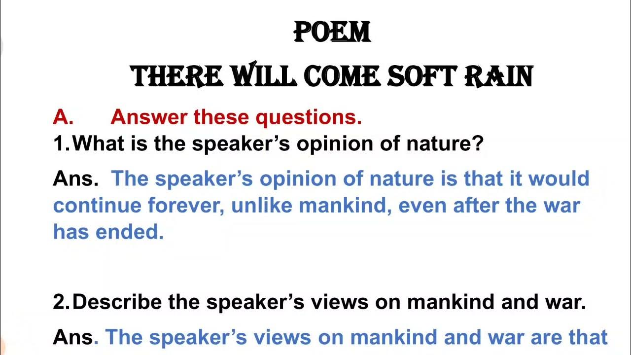 there will come soft rains by sara teasdale question answers solutions ...