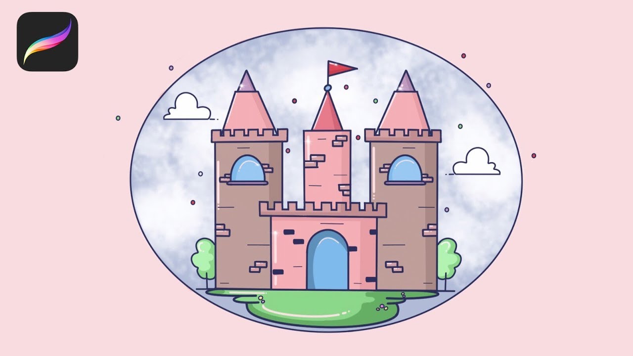 How To Draw A Cute Castle | Speed Art - YouTube