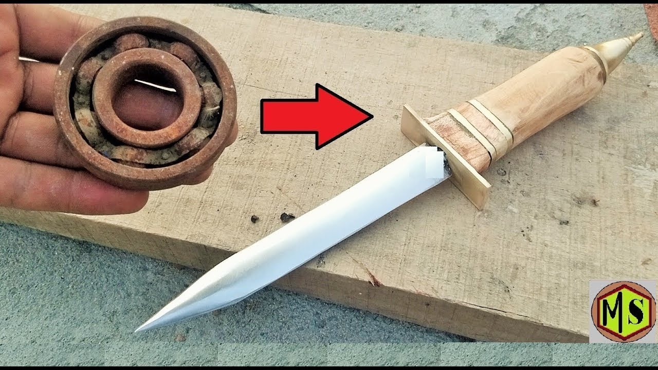 Turning a Rusty Bearing Into Razor sharp DAGGER KNIFE - Knife Making ...
