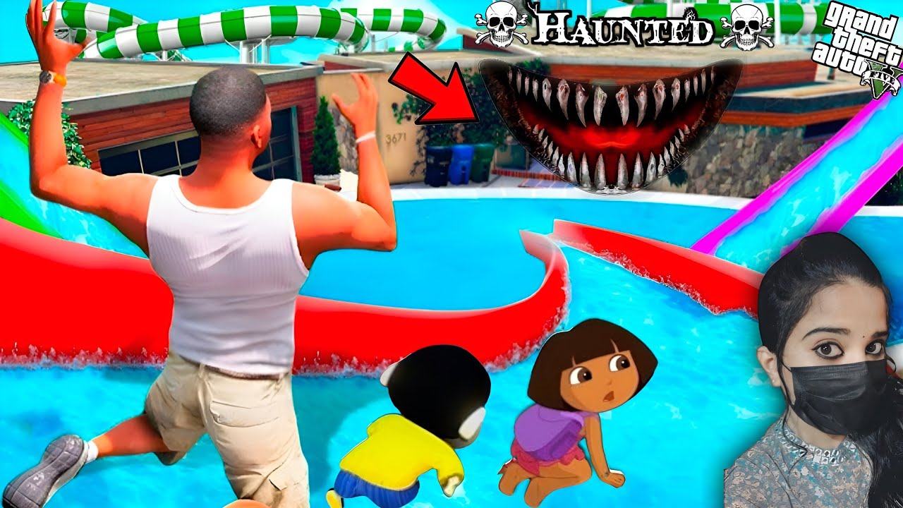 Franklin & Michael Trapped On Haunted Water Slide | Shinchan & Dora (Mr Beast) - GTA5 #137 - YouTube