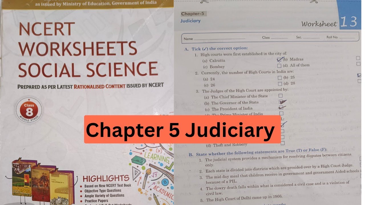 Ncert Worksheet Civics Class 8 Chapter 5 Judiciary/ Civics Class 8 ...