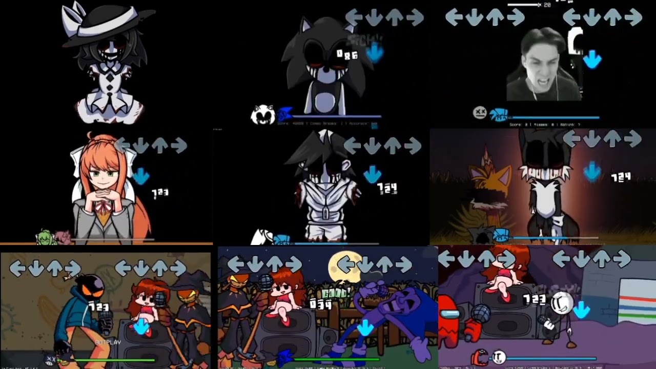 (FNF) Monochrome but its A Mashup 9 Versions. - YouTube