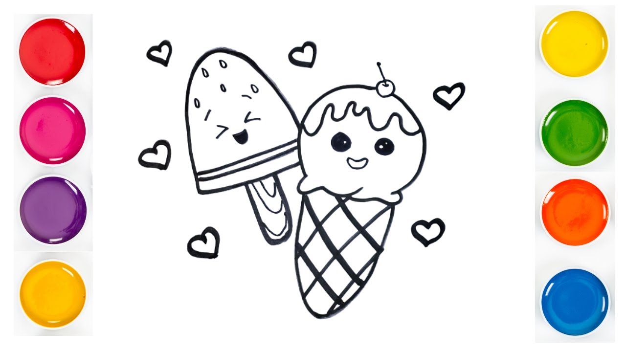 Learn how to Draw and Color Ice Cream| Drawing & Coloring Step by step ...