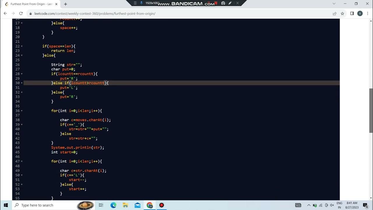 8015. Furthest Point From Origin | Leetcode Weekly Contest 360 | Sol ...