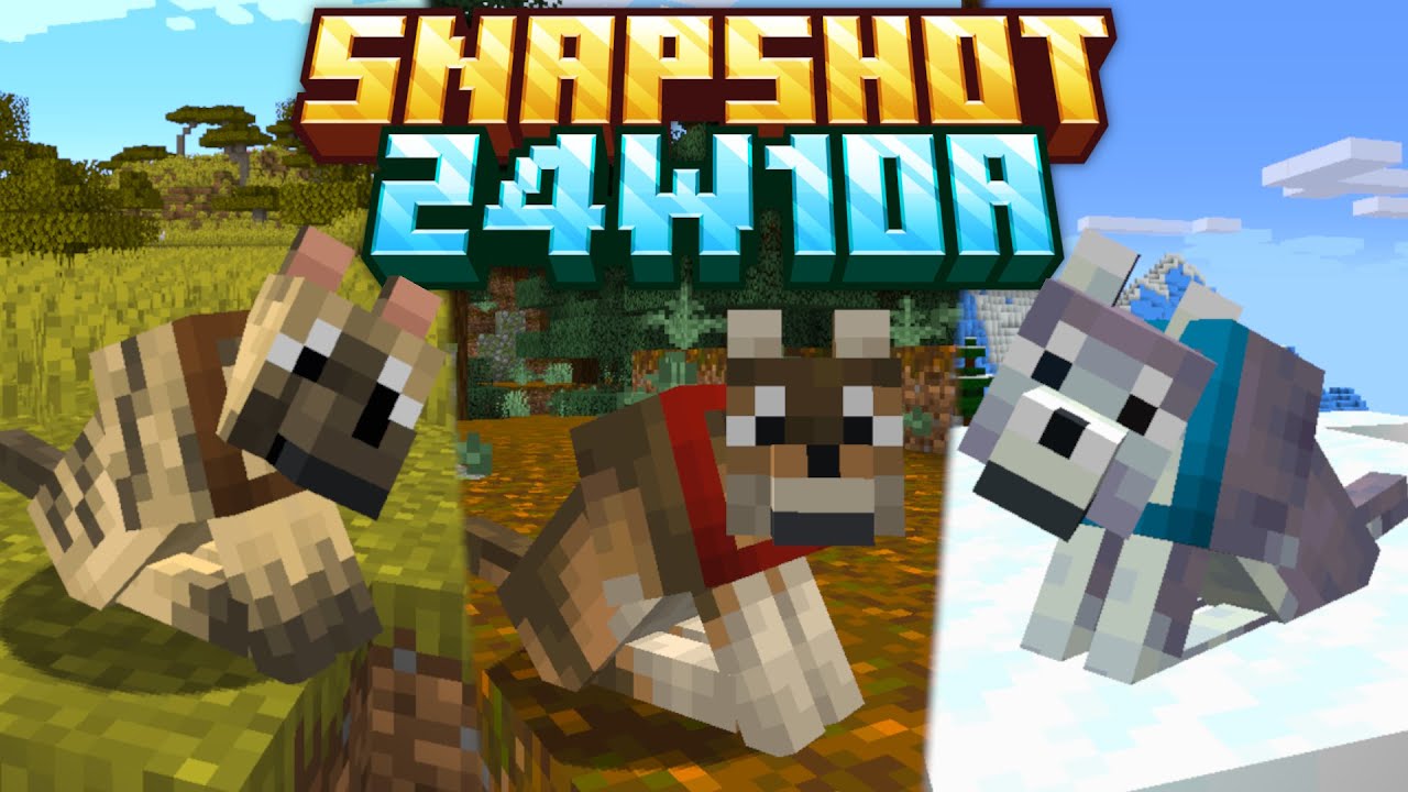 NOWE PSY w MINECRAFT! 8 NOWYCH WARIANTÓW WILKA! Minecraft 1.21 - Snapshot 24w10a - YouTube