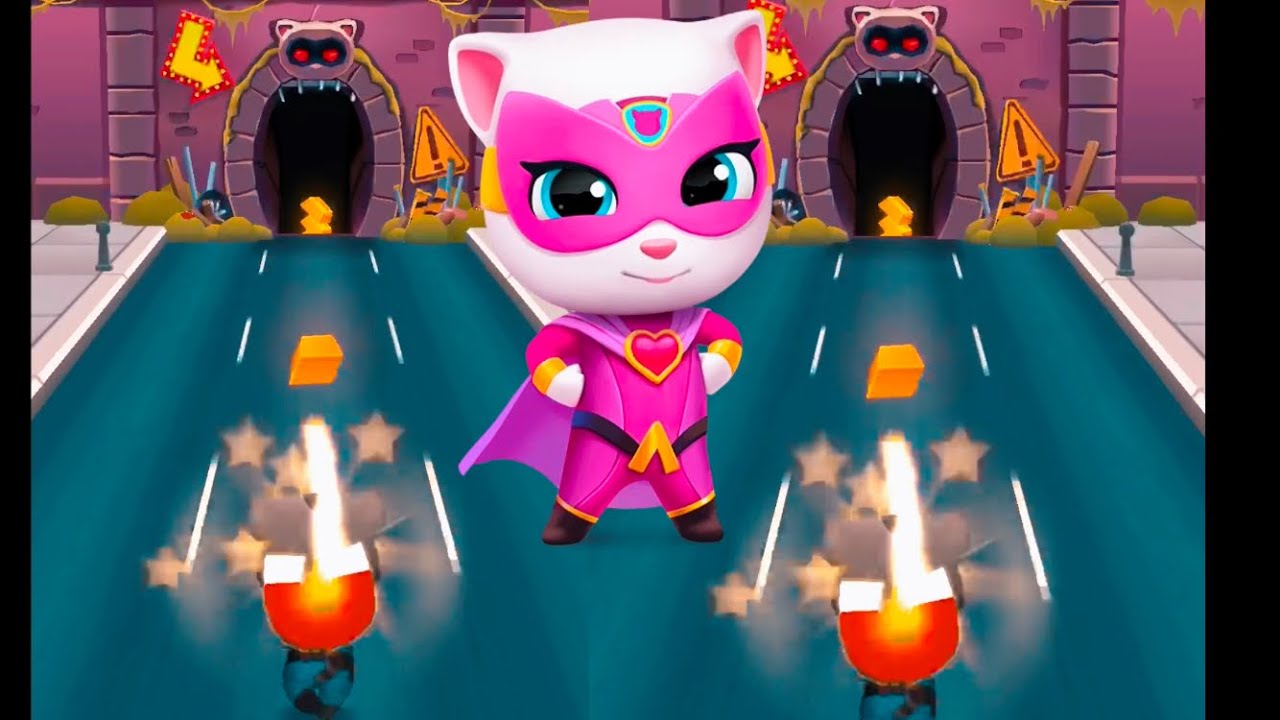 Talking Tom Gold Run-cat Tom police chasing Angela - YouTube