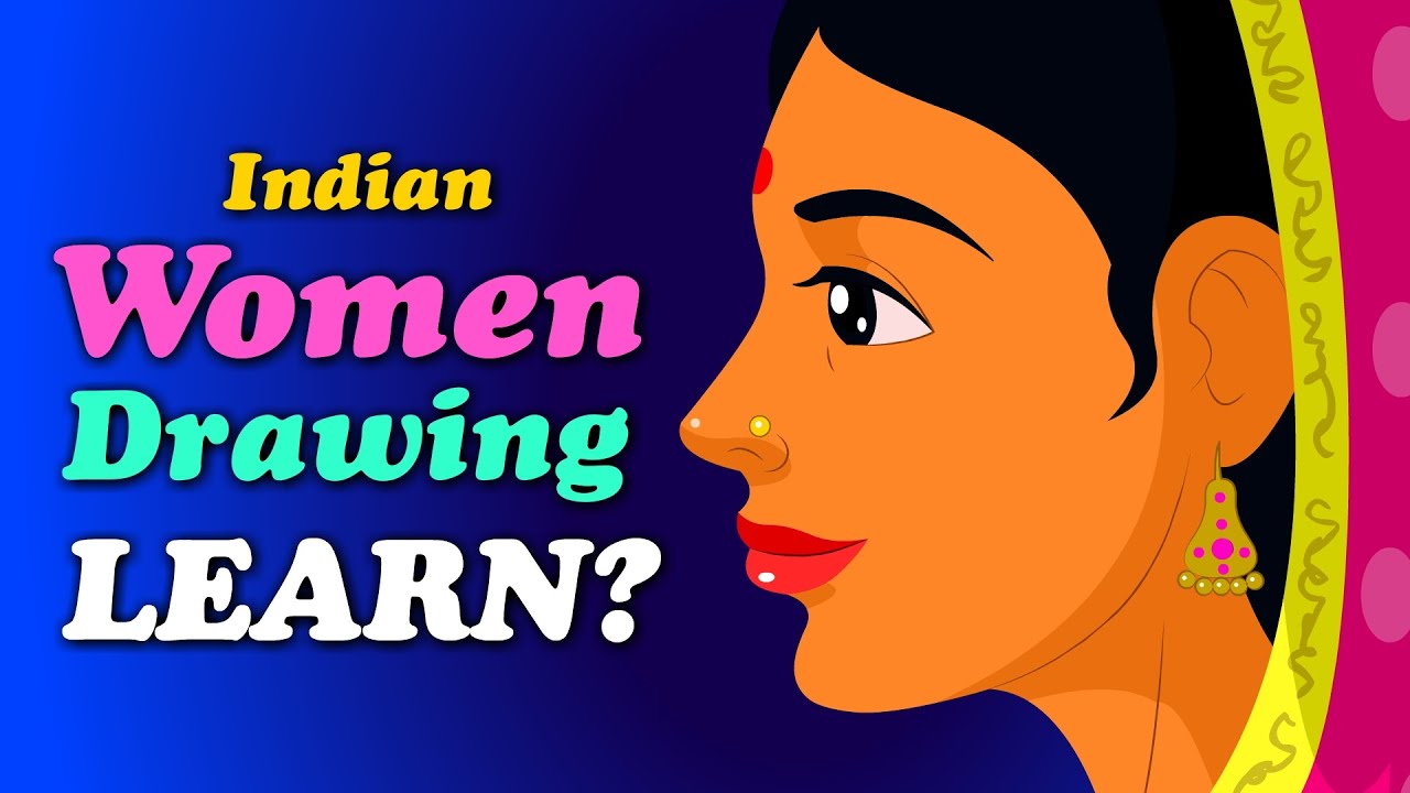 Learn Indian Women face Drawing | Saree Women | - YouTube