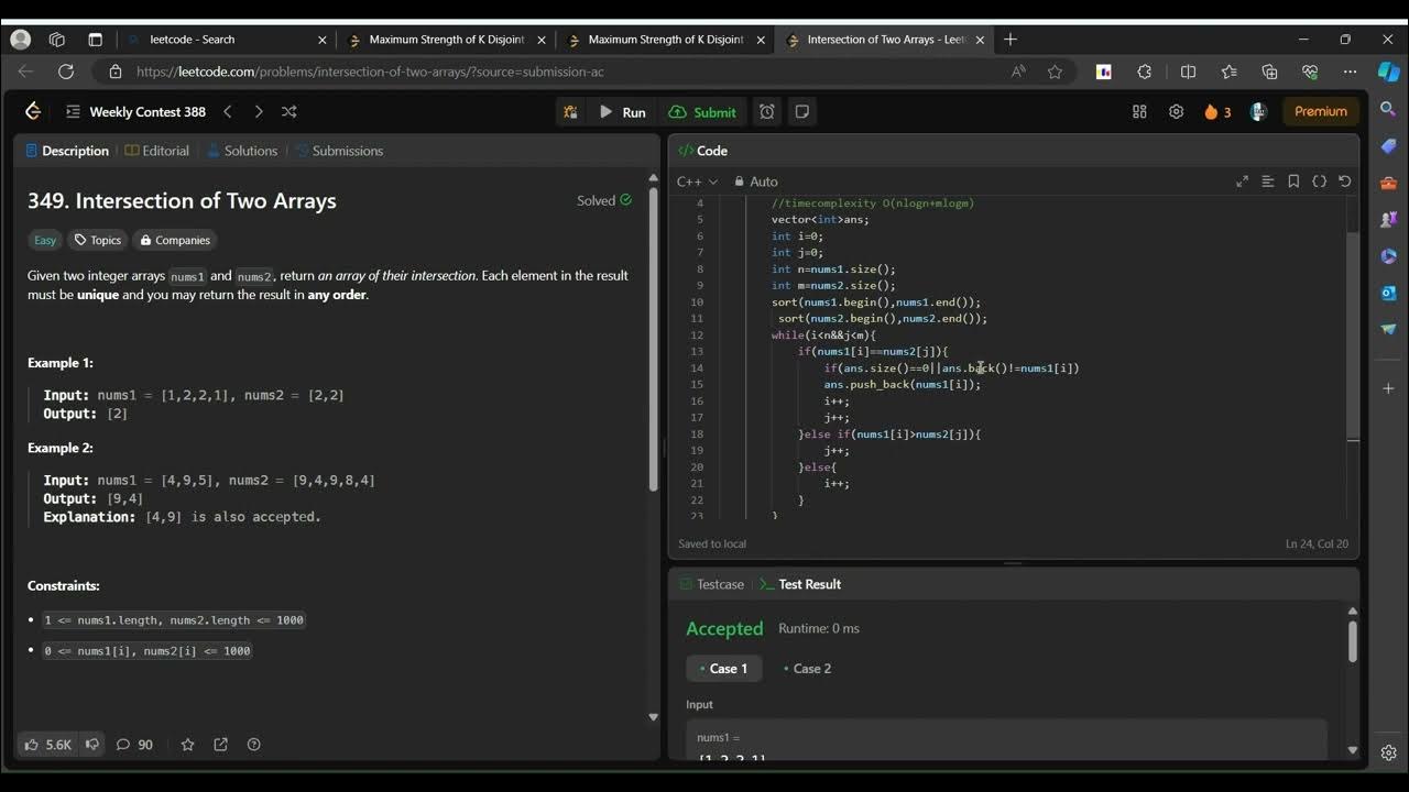 Leetcode daily challenge,349. Intersection of Two Arrays,10 march 2024 ...