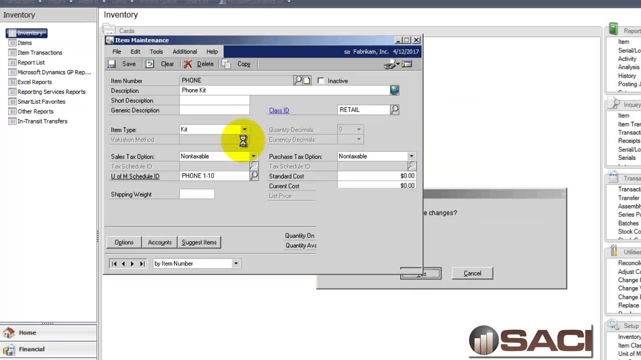 Selling Kits in Microsoft Dynamics GP - YouTube