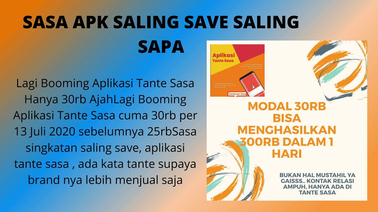 SASA APK SALING SAVE SALING SAPA - YouTube