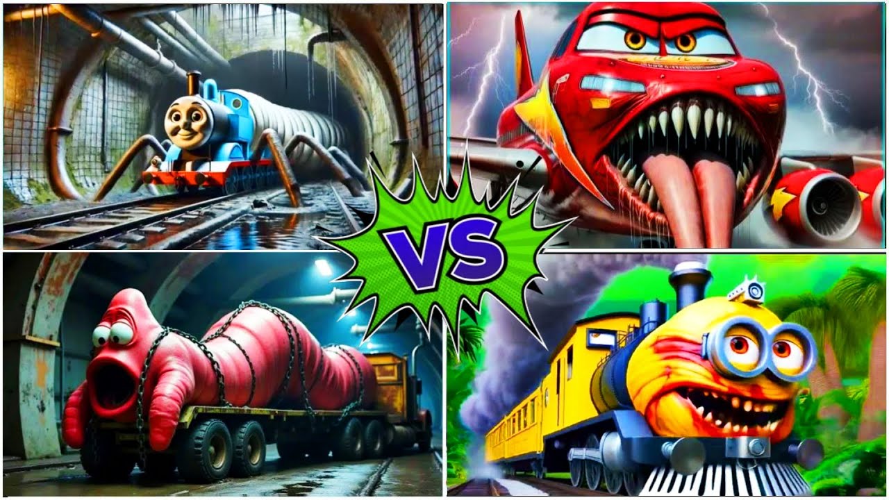 McQueen Airplane 🆚️ Minion Train 🆚️ Patrick EXE 🆚️ Thomas Train Eater ...