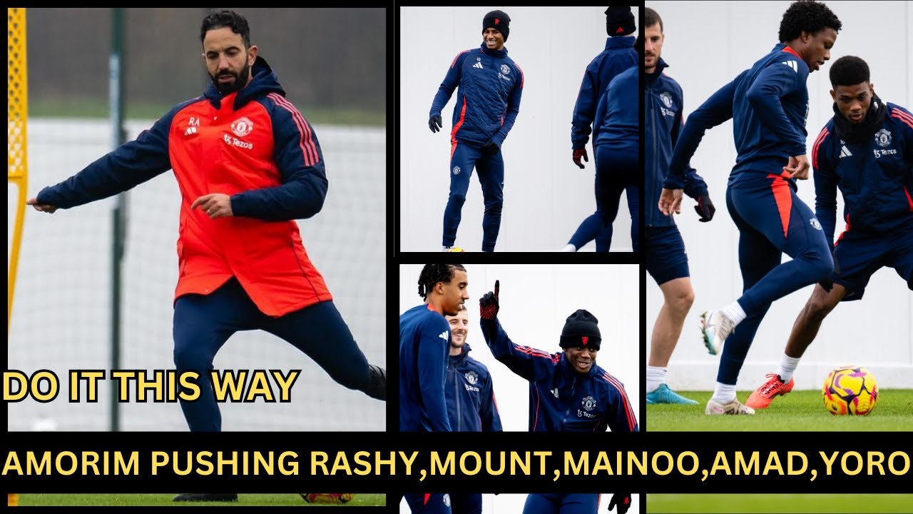 RUBEN AMORIM SEEN pushing Rashford,mount, Yoro,Mainoo,Amad over their ...