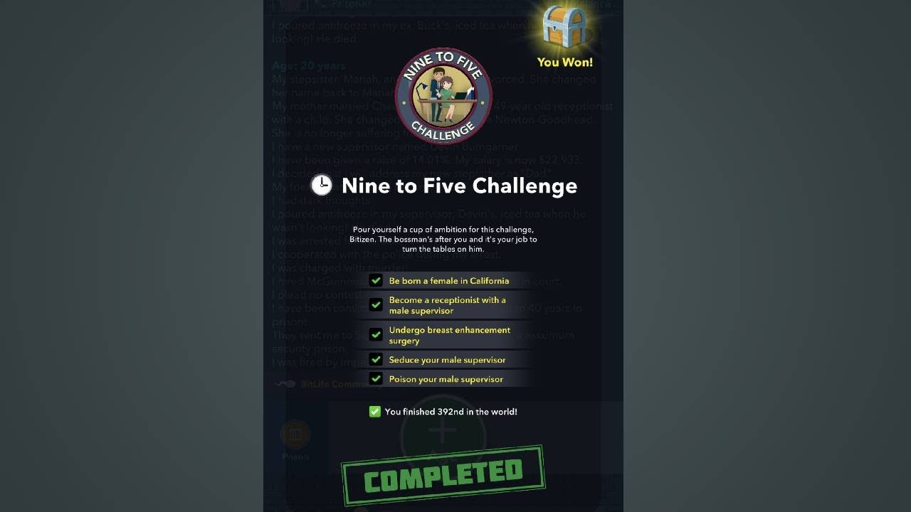 How to Complete Bitlife's Nine to Five Challenge - YouTube