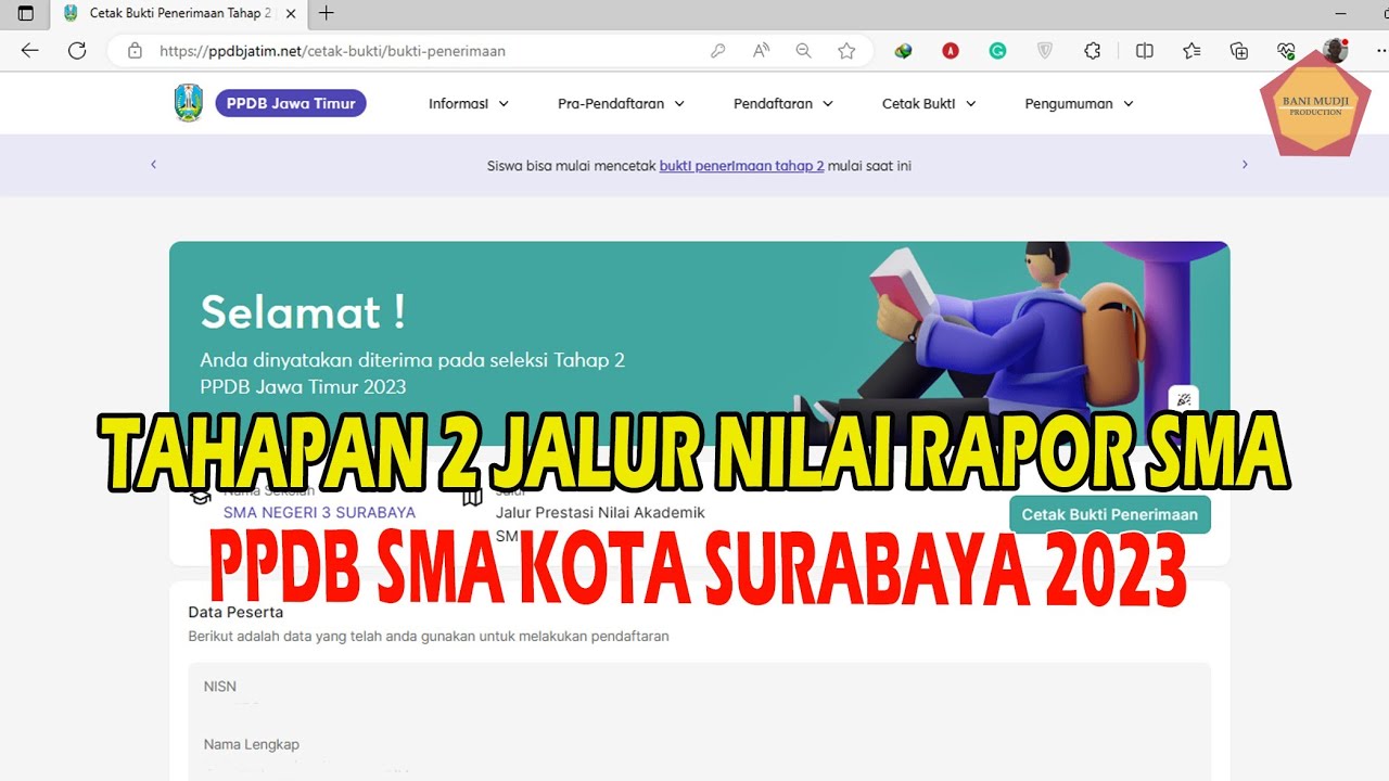 Akhir Tahap 2 - Jalur Nilai Rapor SMA Kota Surabaya 2023 - YouTube