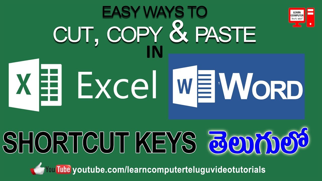 2017 Easy Way To Use Cut Copy Paste In Excel Word LEARN COMPUTER TELUGU CHANNEL 2017-easy-way-to-use-cut-copy-paste-in-excel-word-learn-computer-telugu-channel