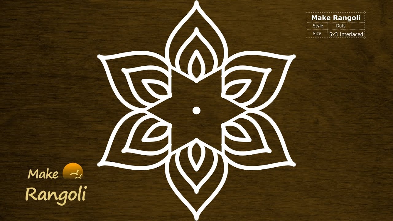 Easy and Beautiful Flower Kolam with 5x3 dots | Daily Kolam | Make ...