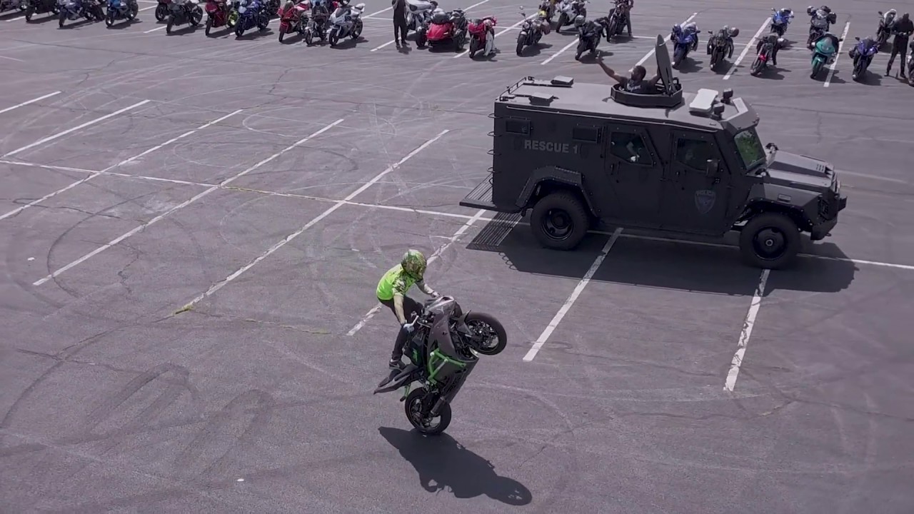 SWAT Team Watching Chicago Riders do Wheelies (Epic Drone Footage ...
