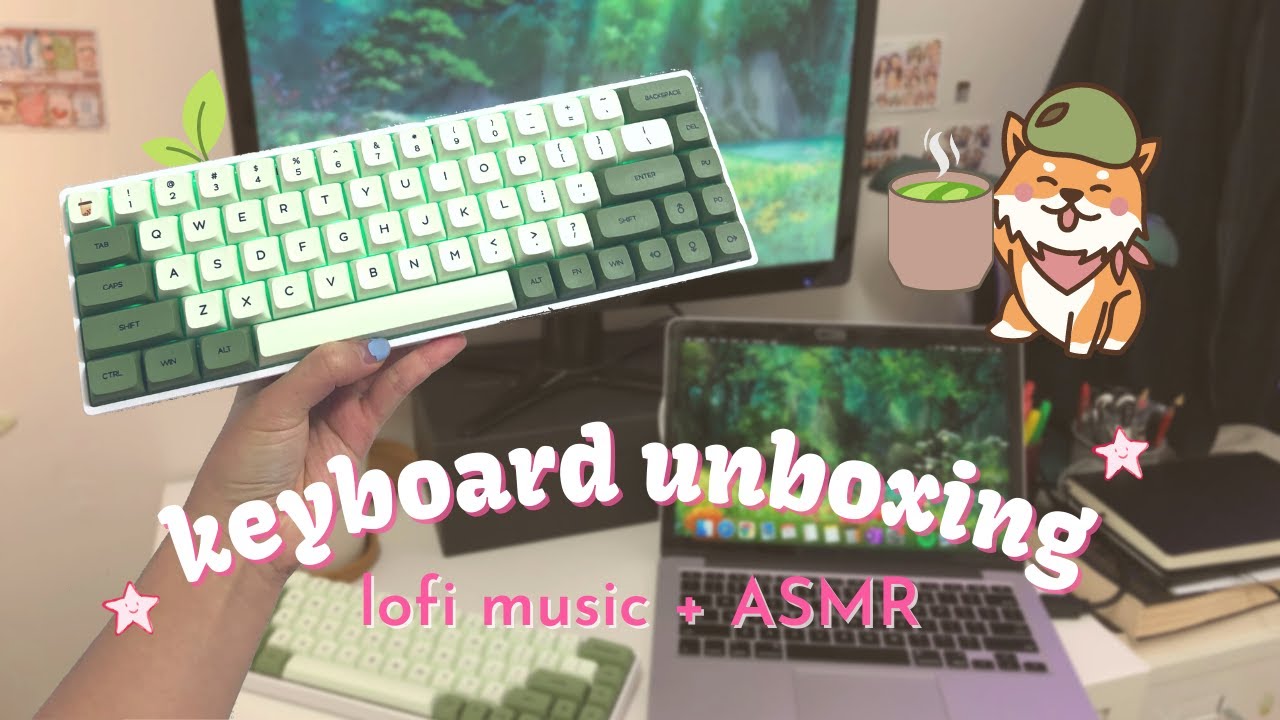 cute mechanical keyboard | ASMR + unboxing green aesthetic matcha ...