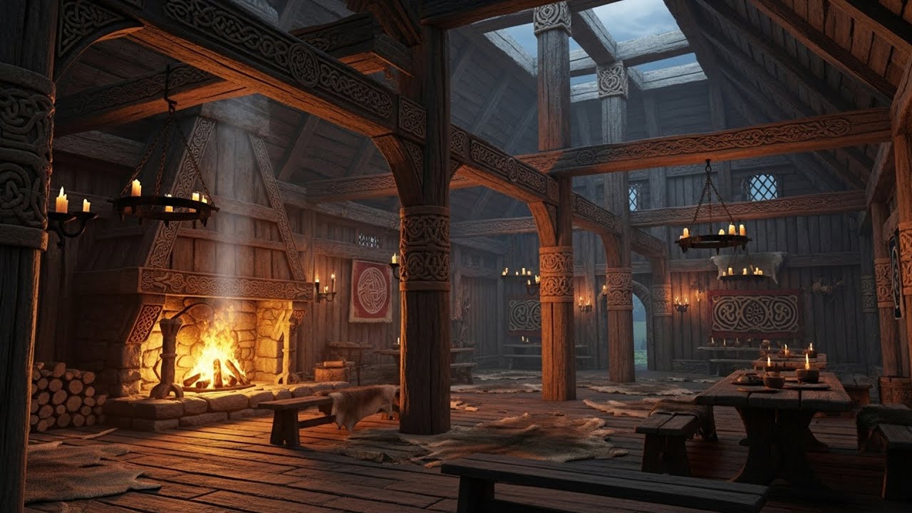 Cozy Hearth 🕯️ Medieval Longhouse Serenity – Celtic Winter Tales - YouTube