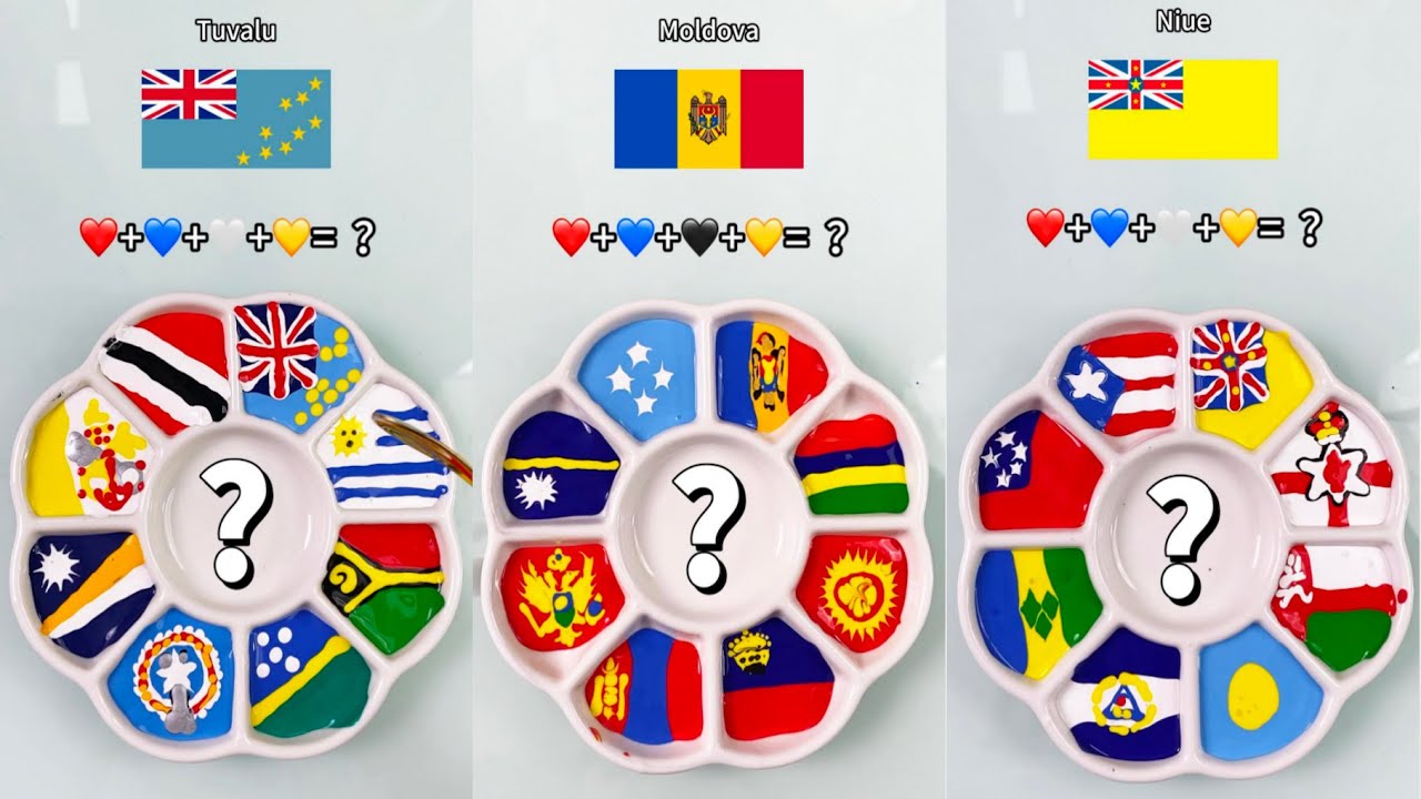 Guess The Final Color🎨Flags Collection 02｜MIxing Color｜Satisfying ｜Art ...