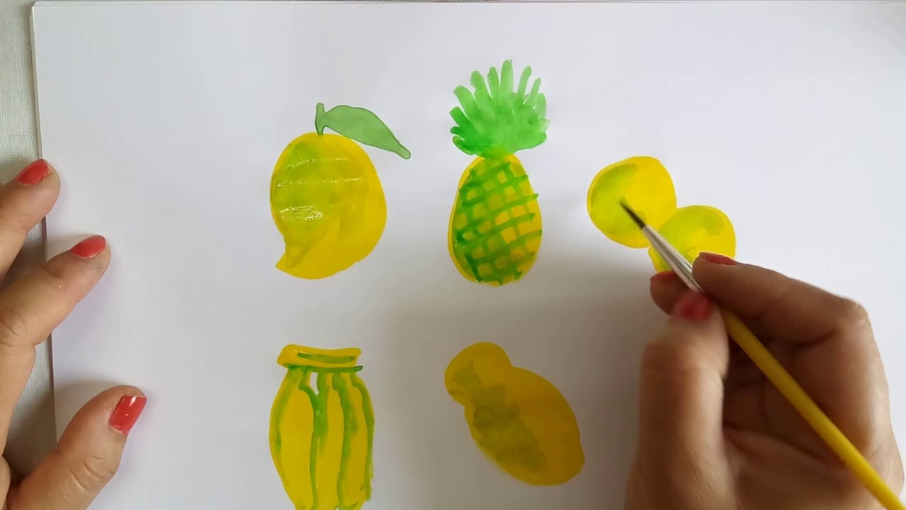 Yellow Fruits painting video - easy watercolor painting tutorial # ...