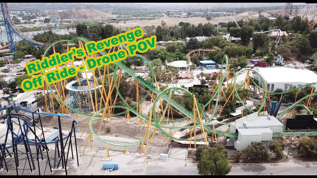 Six Flags Magic Mountain - The Riddler's Revenge - Off Ride Drone POV ...