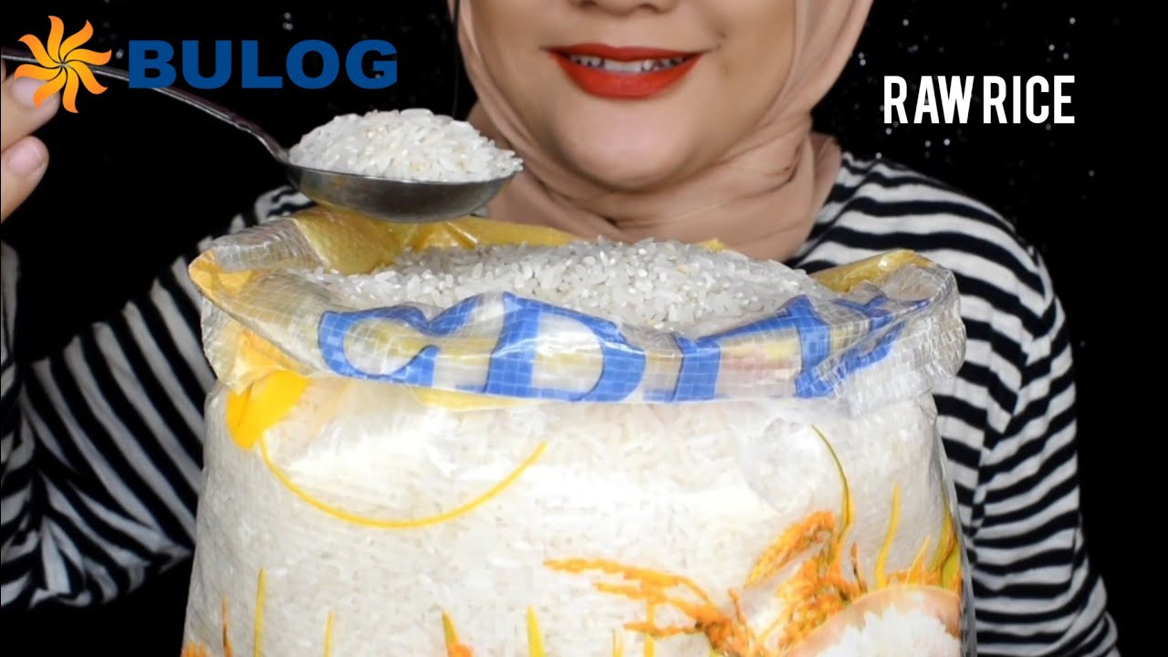 BERAS BULOG ||ASMR RAW RICE EATING|| RAW RICE || MAKAN BERAS MENTAH ...