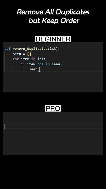 Beginner😅 Vs Pro😎 Remove Duplicates 🚀 Python Programming Coding