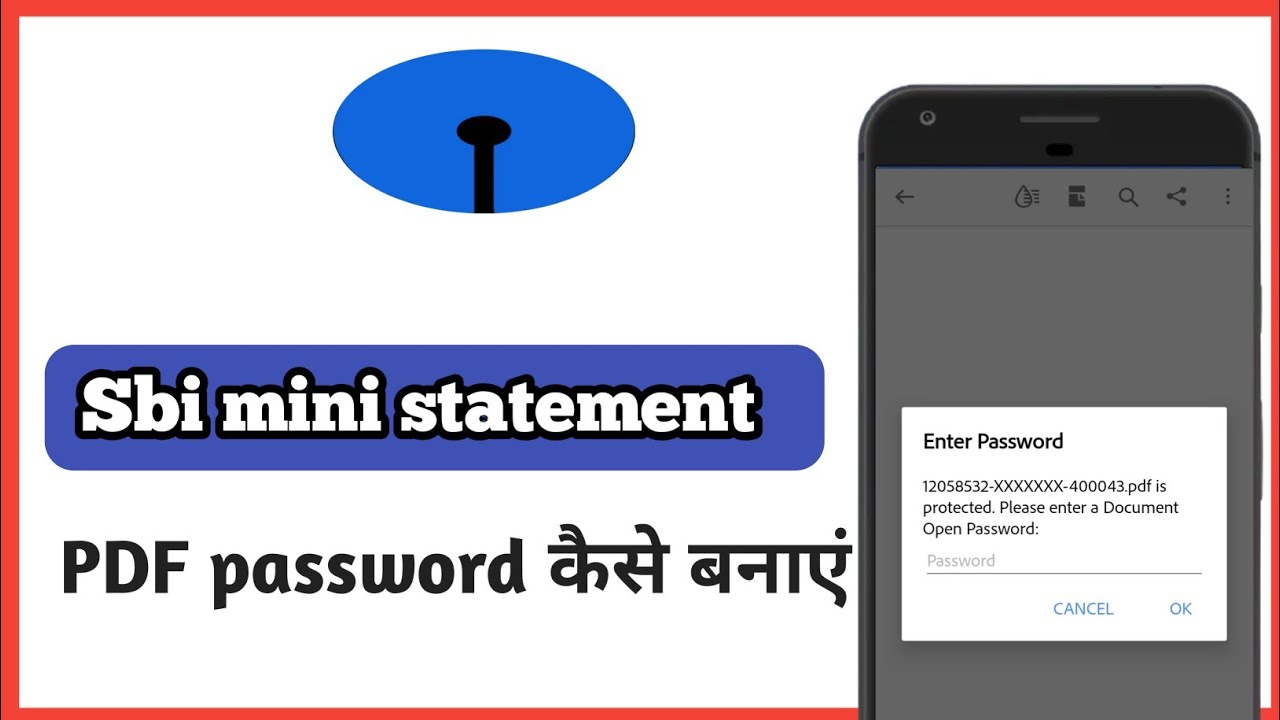 how to open sbi mini statement pdf password - YouTube
