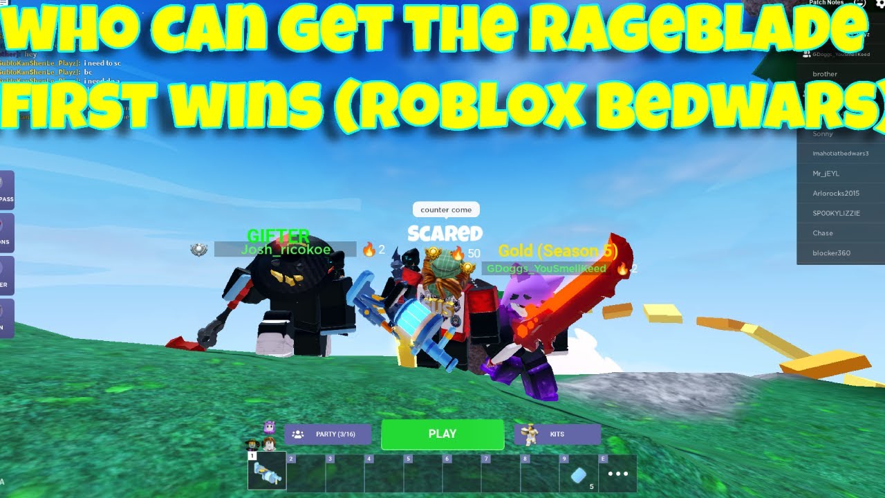 who can get the rageblade first wins Roblox Bedwars - YouTube