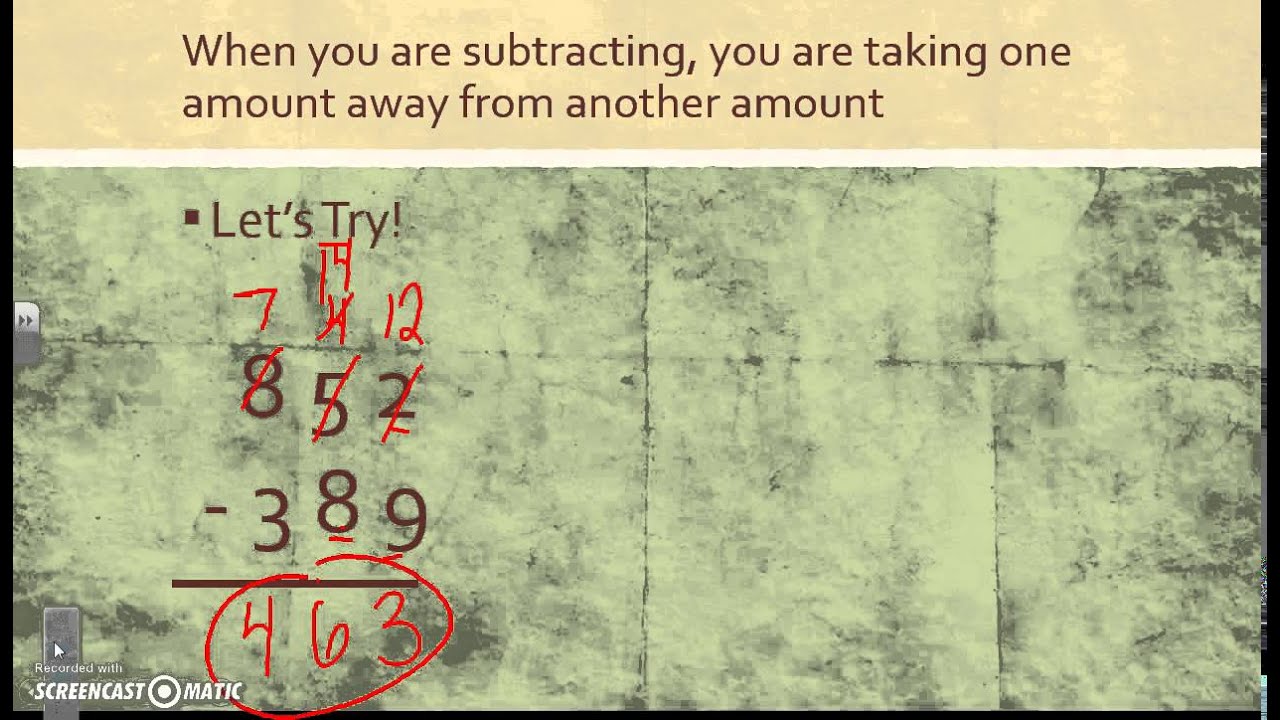 subtraction with regrouping introduction - YouTube
