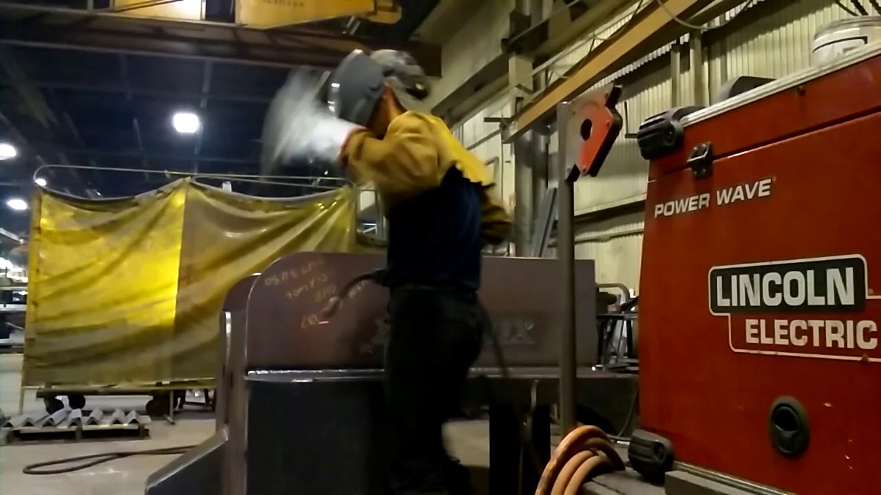 Metal core .052 welding 1" plate - YouTube