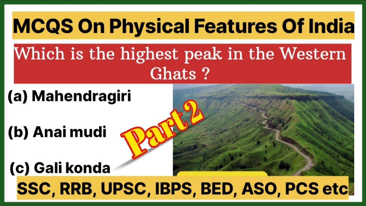 Geography GK| MCQs On Physical features of India |class 9th Geography ...