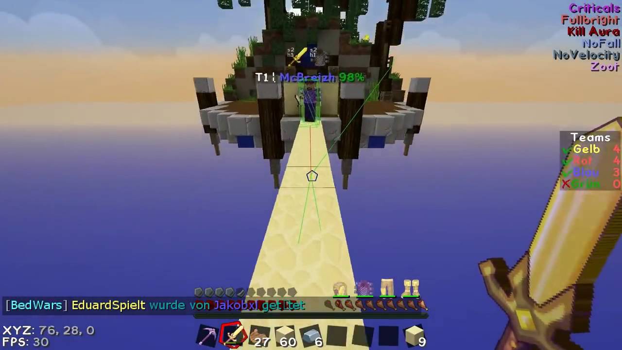 Easy Bedwars Runde auf Gnomehd | Minecraft Lets Hack - YouTube