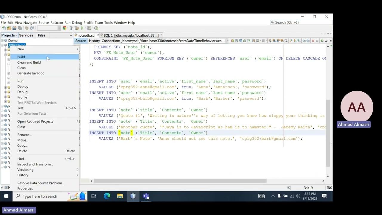 JDBC Part1 and Part2 (Connect the Project to Database in Netbeans and MySQL Workbench) - YouTube
