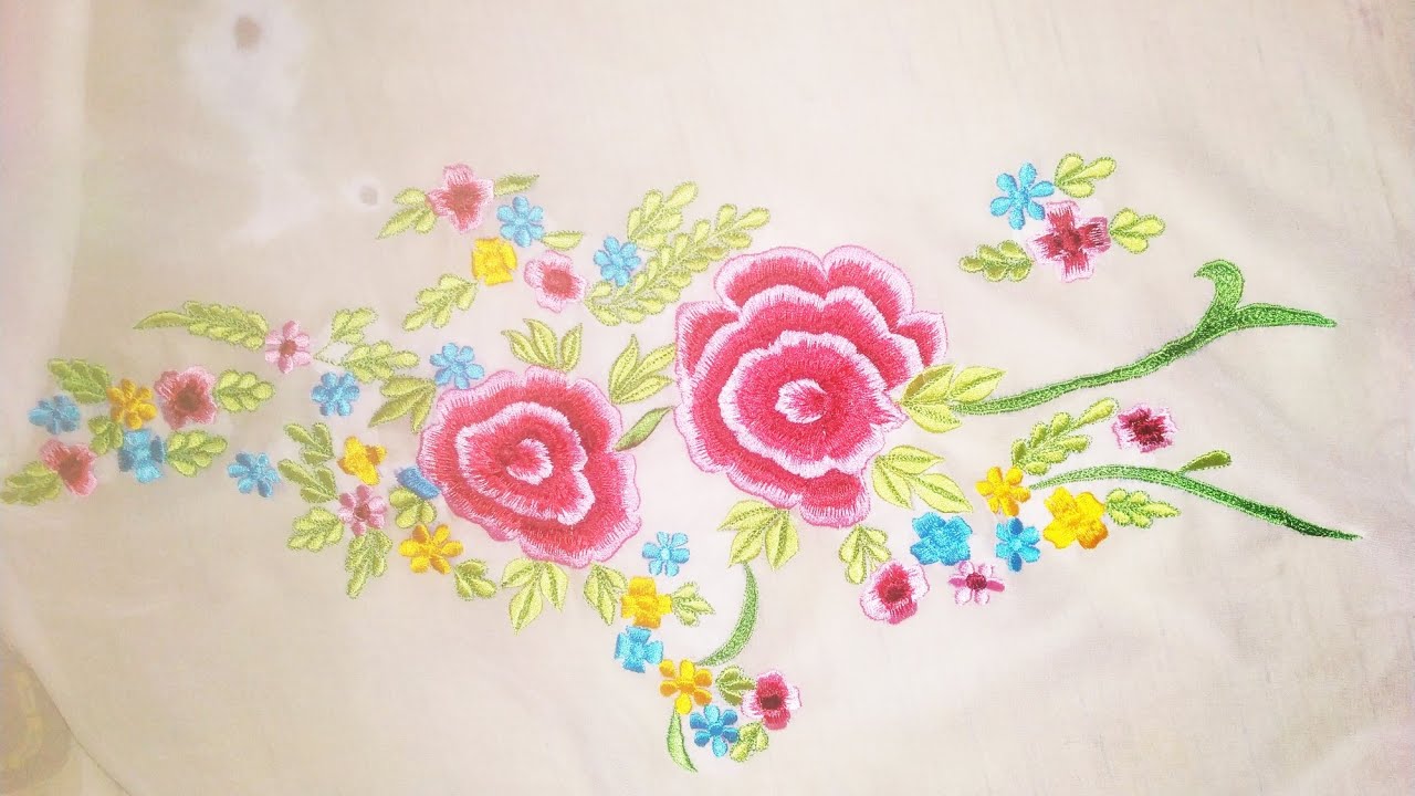 colourful shaded flower design embroidery work - YouTube