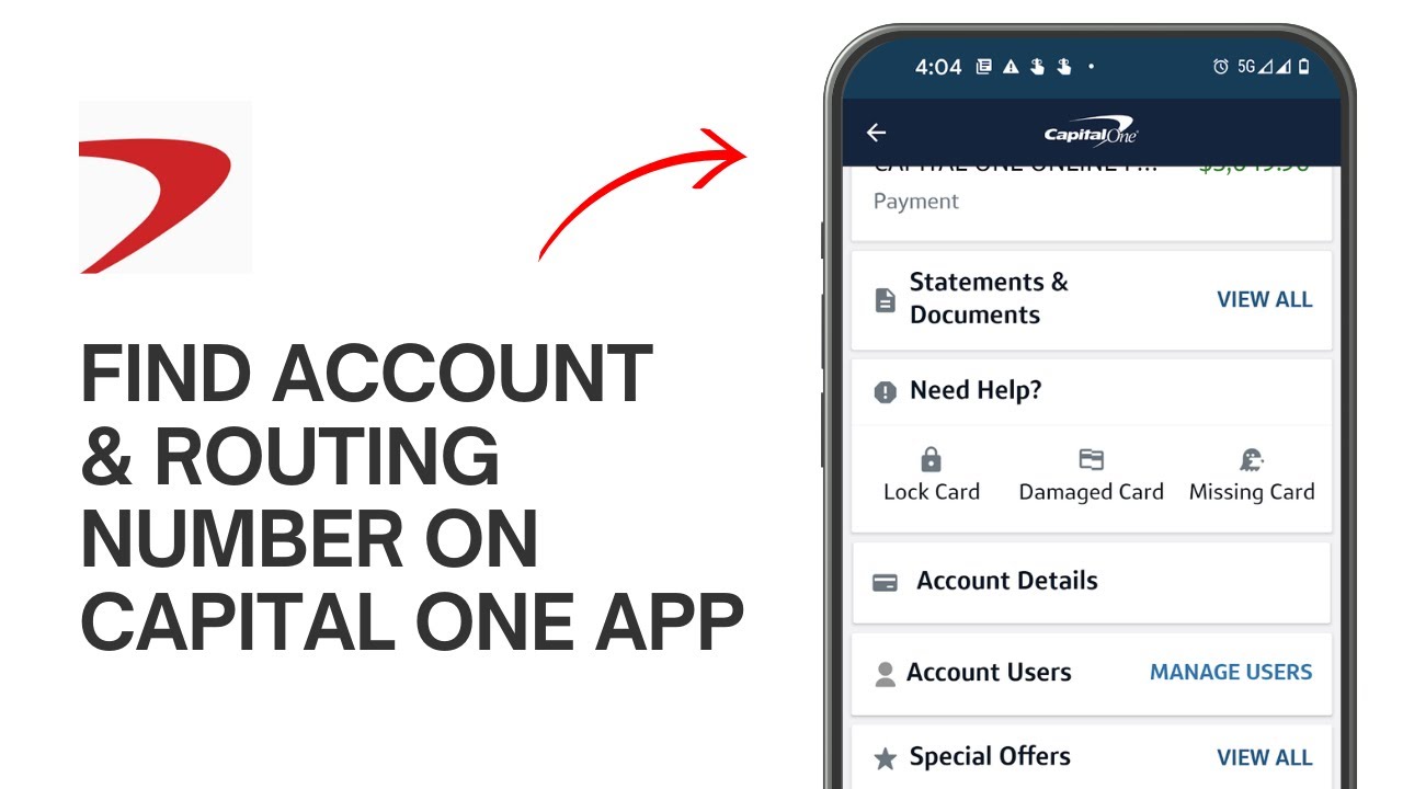 How to Find account & Routing Number on Capital One App - YouTube