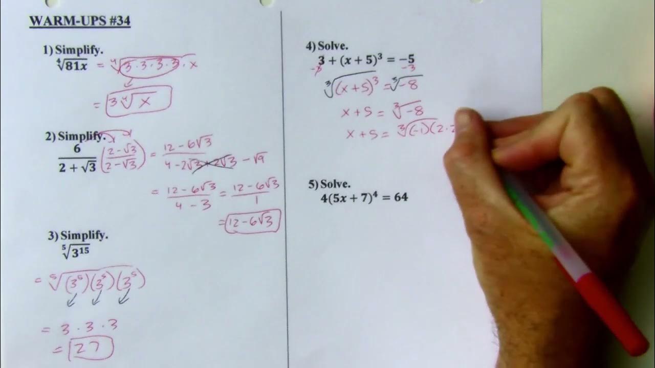 Algebra 2 - Warm-up #5.3 - YouTube